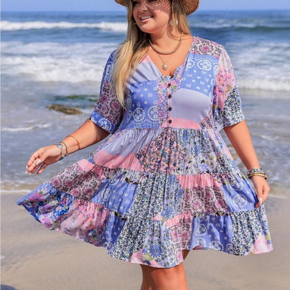 SHEIN | Dresses | 525 Shein Patchwork Mini Dress | Poshmark